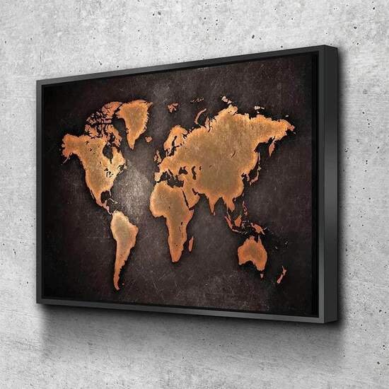 Rustic World Map Canvas Wall Art
